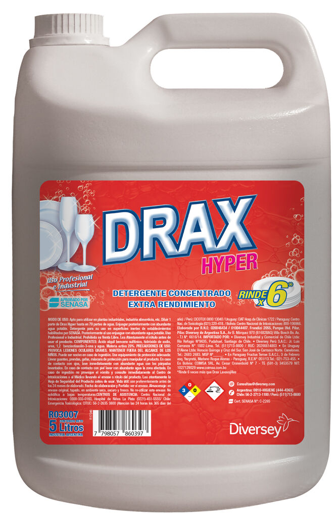 DRAX HYPER 4x5L - DETERGENTE CONCENTRADO - EXTRA RENDIMIENTO | Solenis ...