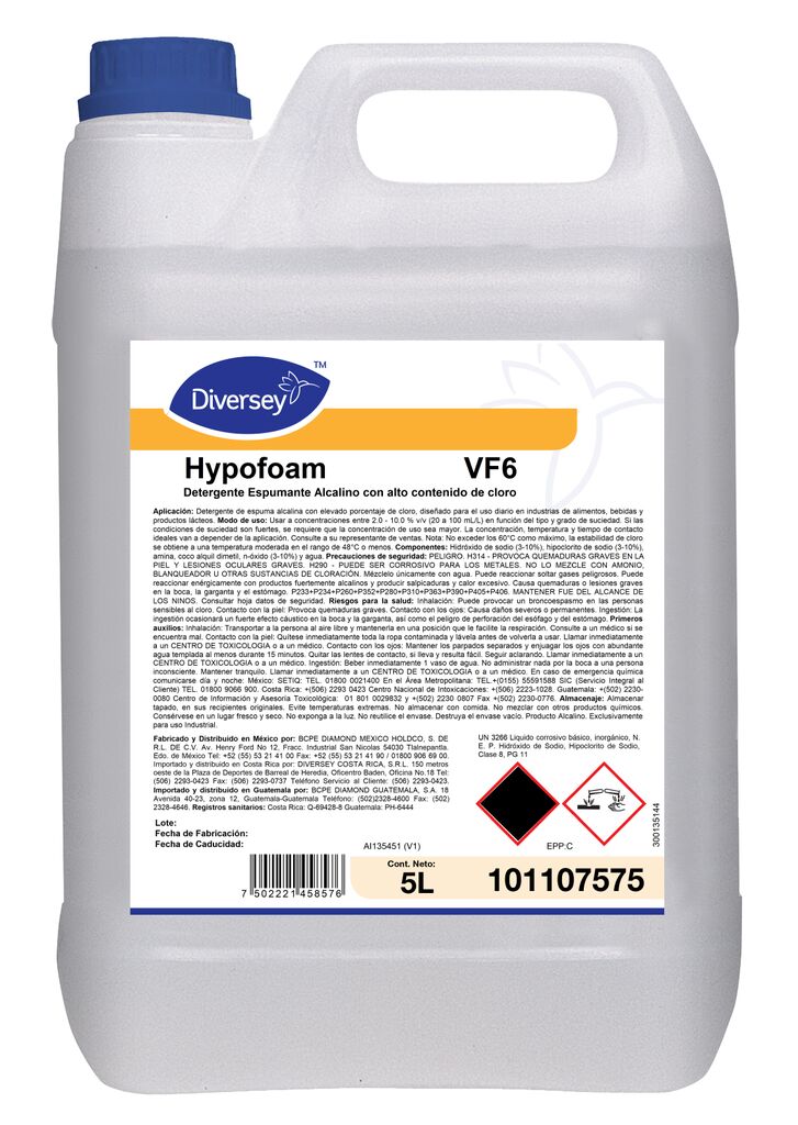 HYPOFOAM VF6 4x5L - Detergente espumante alcalino con alto contenido de ...