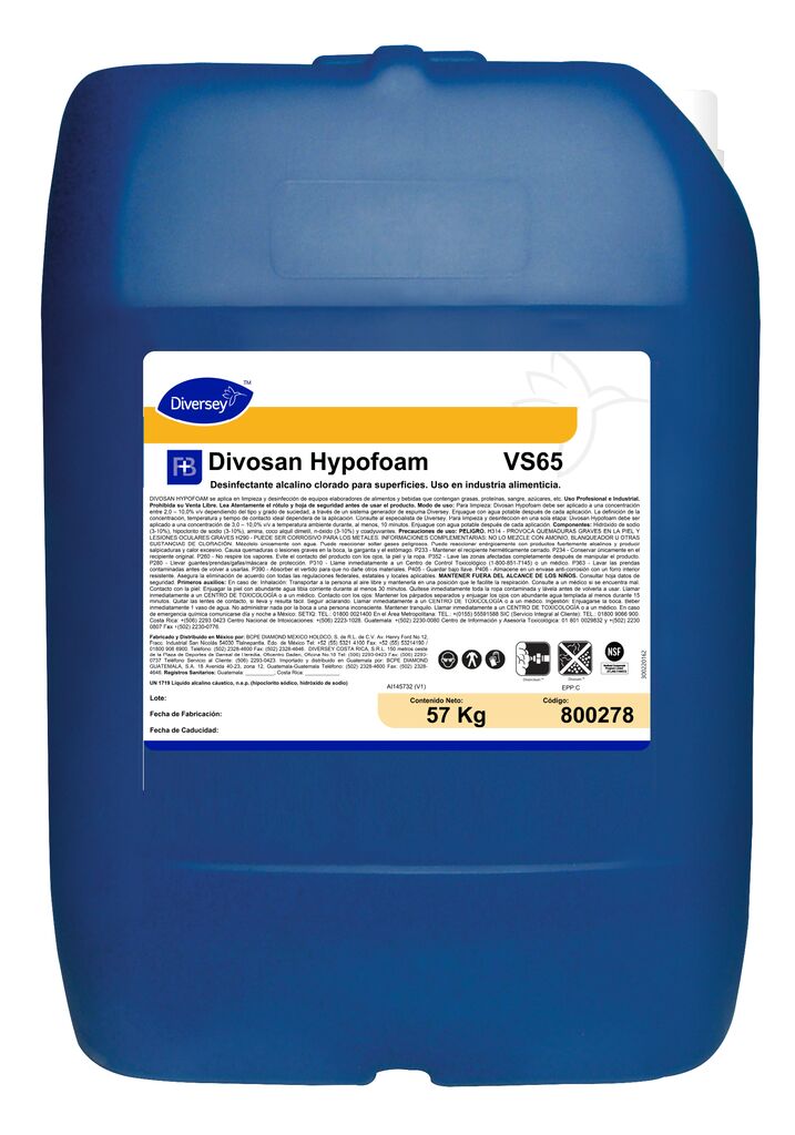 DIVOSAN HYPOFOAM VS65 57kg - Desinfectante alcalino clorado para ...